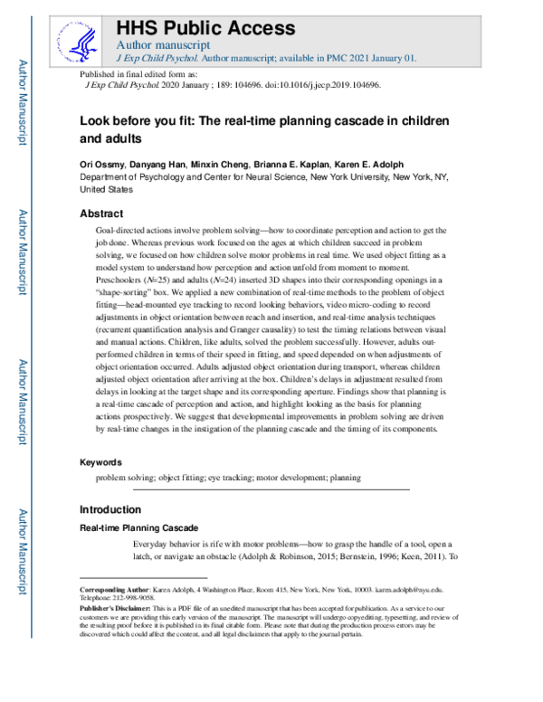 (PDF) Look before you fit: The real-time planning cascade in children ...