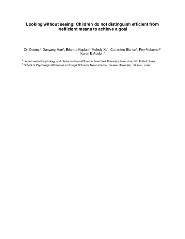 (PDF) Looking without seeing: Children do not distinguish efficient ...
