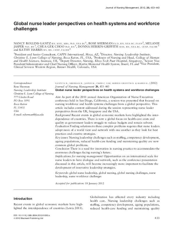 (PDF) Global nurse leader perspectives on health systems and workforce ...
