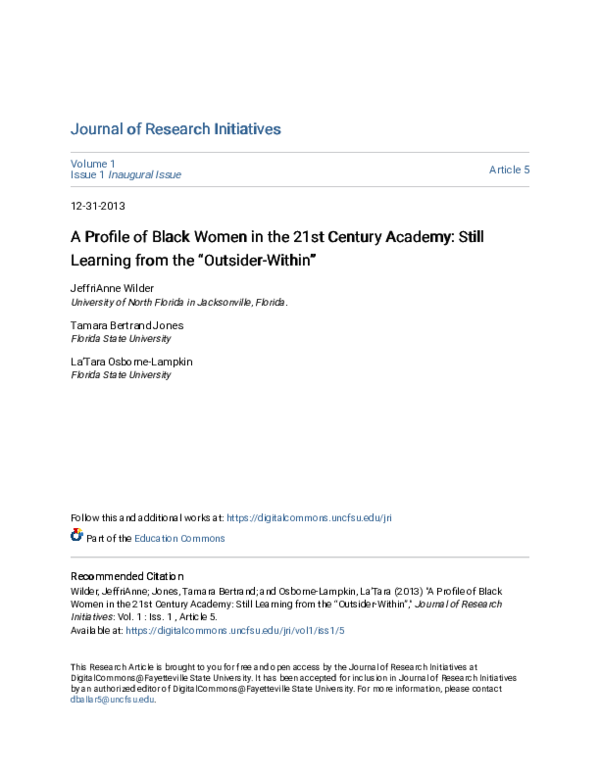 (PDF) A Profile of Black Women in the 21st Century Academy: Still ...