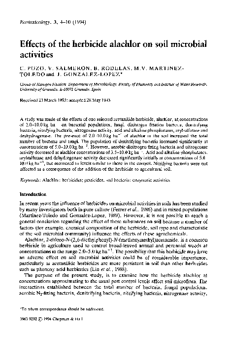 (PDF) Effects of the herbicide alachlor on soil microbial activities