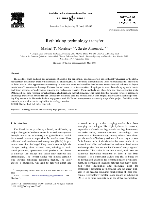 Pdf Rethinking Technology Transfer