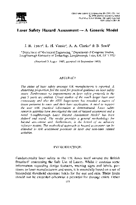 (PDF) Laser safety hazard assessment — A generic model