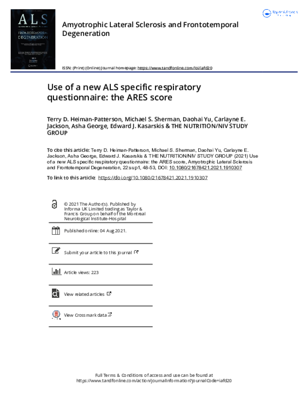 (PDF) Use of a new ALS specific respiratory questionnaire: the ARES score