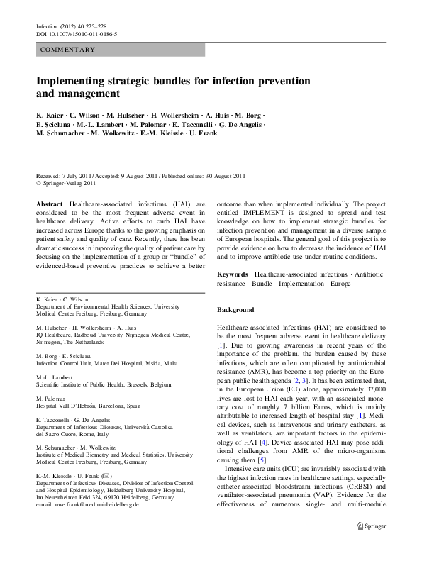 (PDF) Implementing strategic bundles for infection prevention and ...