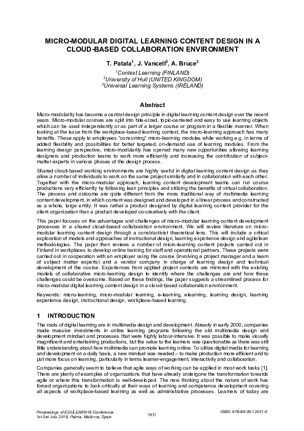 (PDF) Micro-Modular Digital Learning Content Design in a Cloud-Based ...