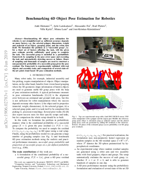 Benchmarking 6D Object Pose Estimation for Robotics