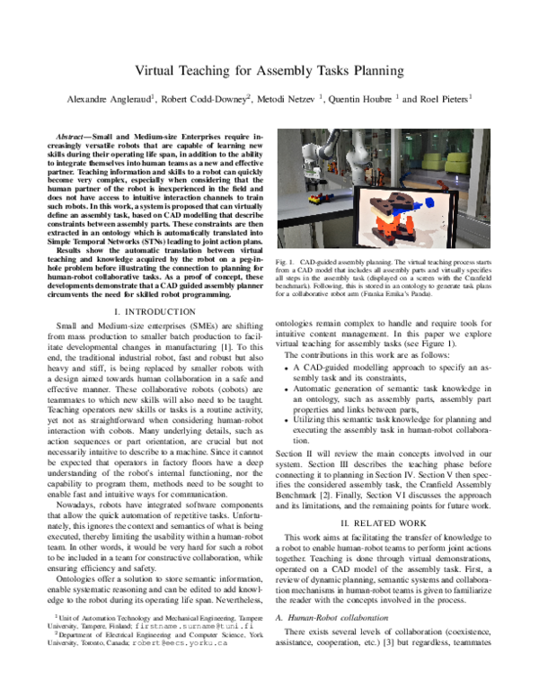 (PDF) Virtual Teaching for Assembly Tasks Planning