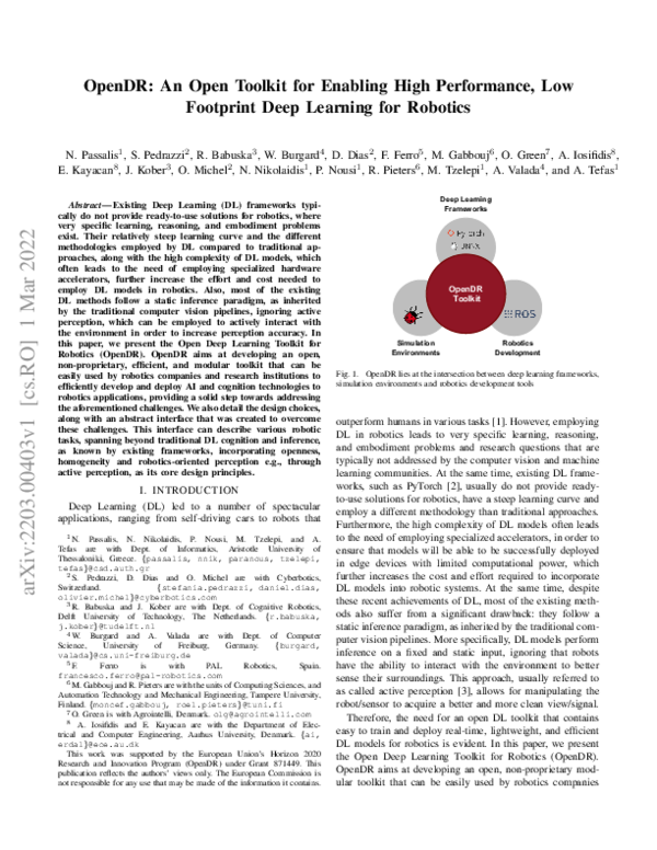 (PDF) OpenDR: An Open Toolkit for Enabling High Performance, Low Footprint Deep Learning for ...