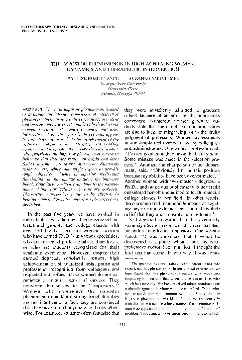 (PDF) the Imposter phenomenon