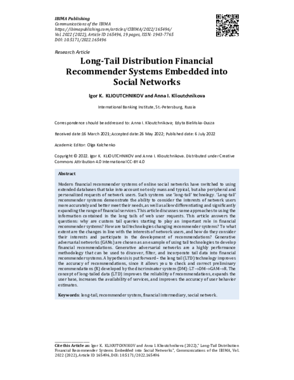 (PDF) Long-Tail Distribution Financial Recommender Systems Embedded ...