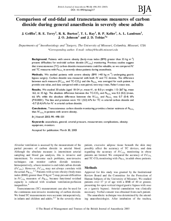 (PDF) Comparison of end-tidal and transcutaneous measures of carbon ...