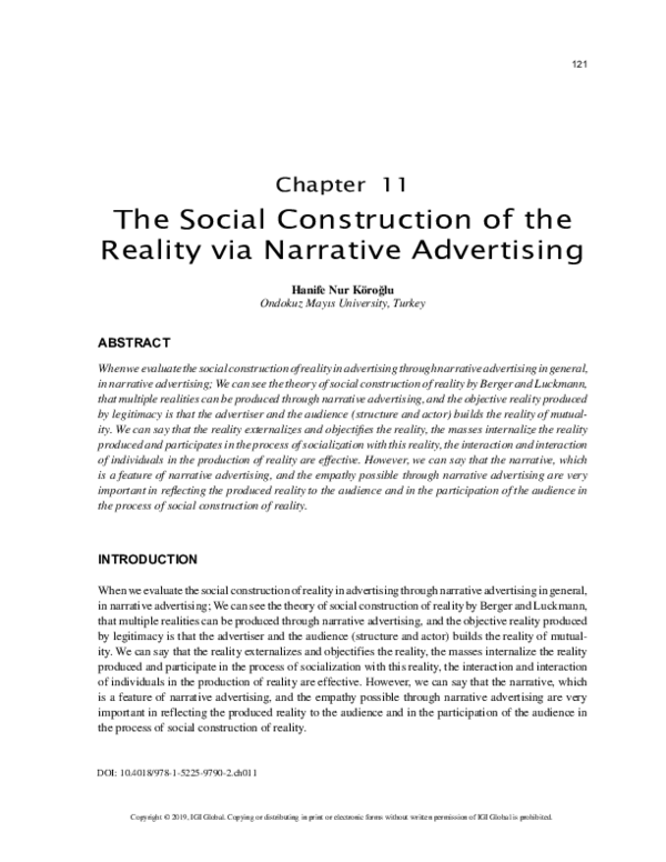 (PDF) The Social Construction of the Reality via Narrative Advertising