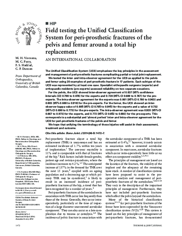 (PDF) UCS Agreement in Peri-Prosthetic Fractures