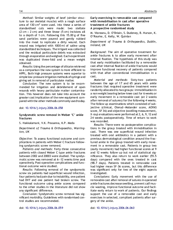 (PDF) Early exercising in removable cast compared with immobilisation ...