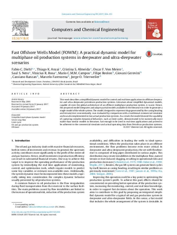 (PDF) Fast Offshore Wells Model (FOWM): A practical dynamic model for multiphase oil production ...