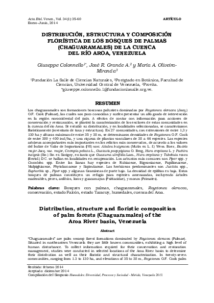 (PDF) DISTRIBUCIÓN, ESTRUCTURA Y COMPOSICIÓN FLORÍSTICA DE LOS BOSQUES ...