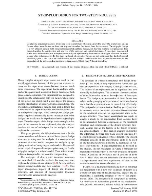 (PDF) Strip‐plot design for two‐step processes