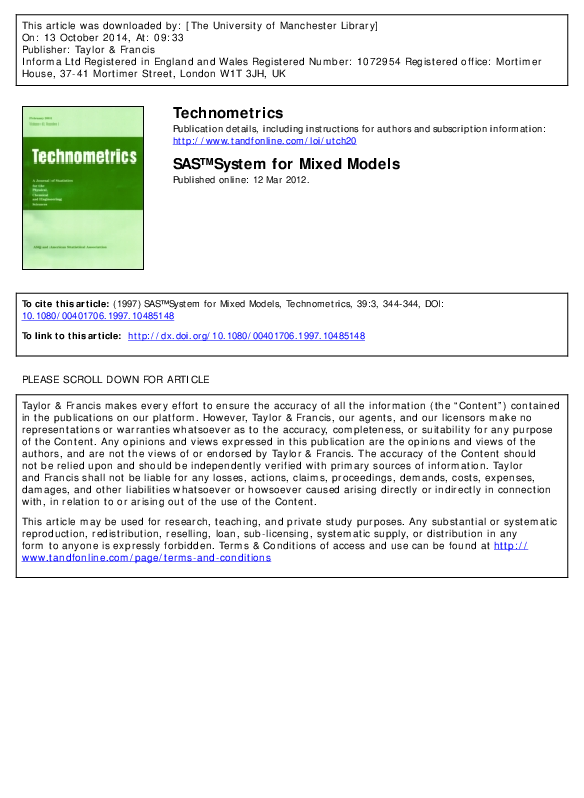 (PDF) SAS® System for Mixed Models
