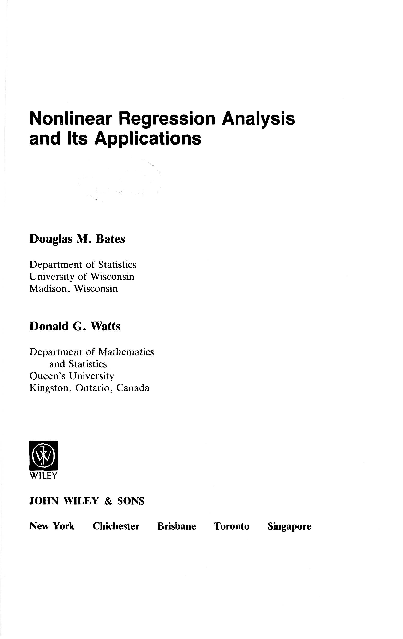 (PDF) Nonlinear Regression Analysis and Its Applications