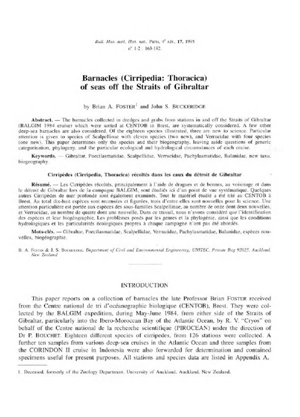 (PDF) Barnacles (Cirripedia: Thoracica) of seas off the Straits of Gibraltar