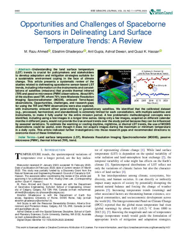 (PDF) Opportunities and Challenges of Spaceborne Sensors in Delineating Land Surface Temperature ...