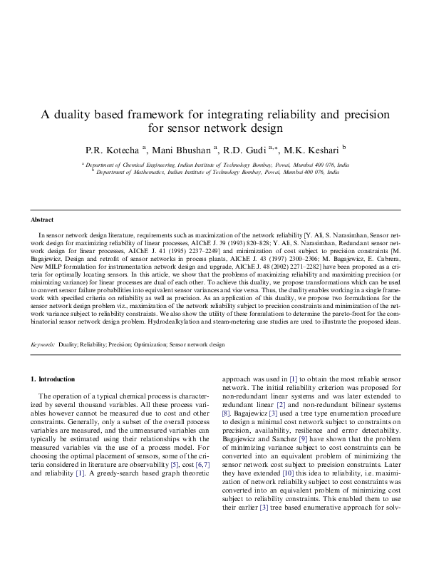 (PDF) A duality based framework for integrating reliability and ...
