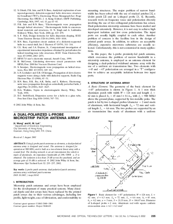 (PDF) A dual-polarized L-probe microstrip patch antenna array