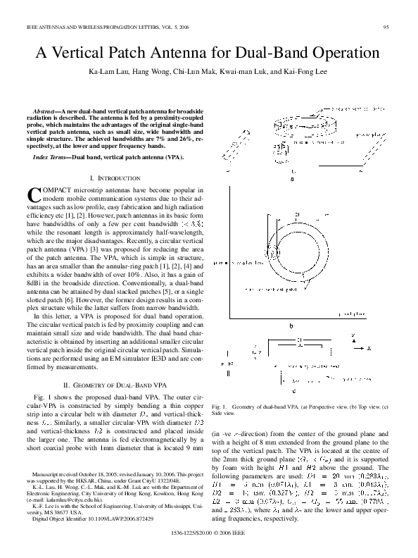 (PDF) A Vertical Patch Antenna for Dual-Band Operation