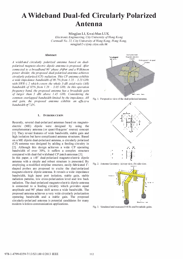 (PDF) A wideband dual-fed circularly polarized antenna | Kwai Man Luk - Academia.edu