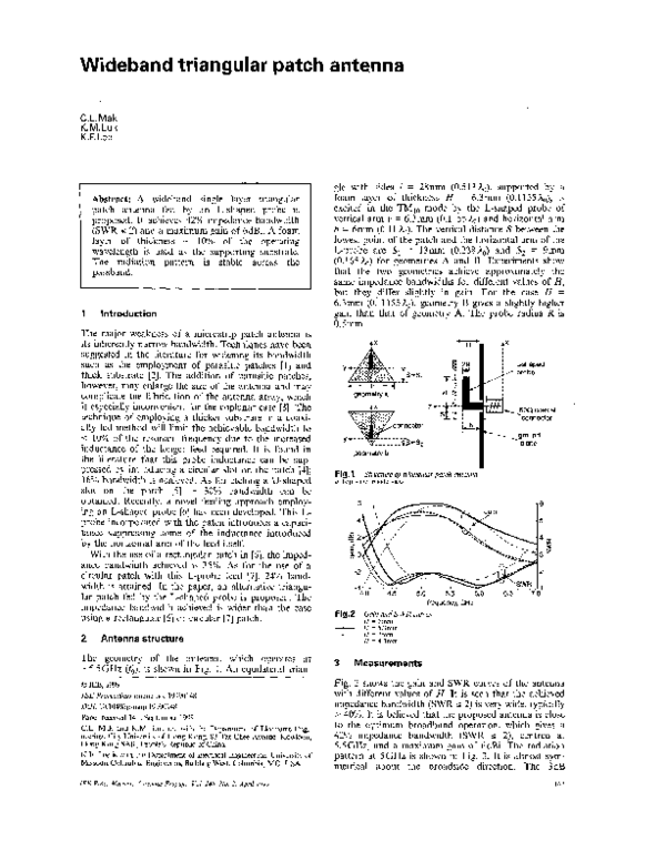 (PDF) Wideband triangular patch antenna