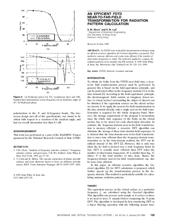 (PDF) An efficient FDTD near-to-far-field transformation for radiation pattern calculation