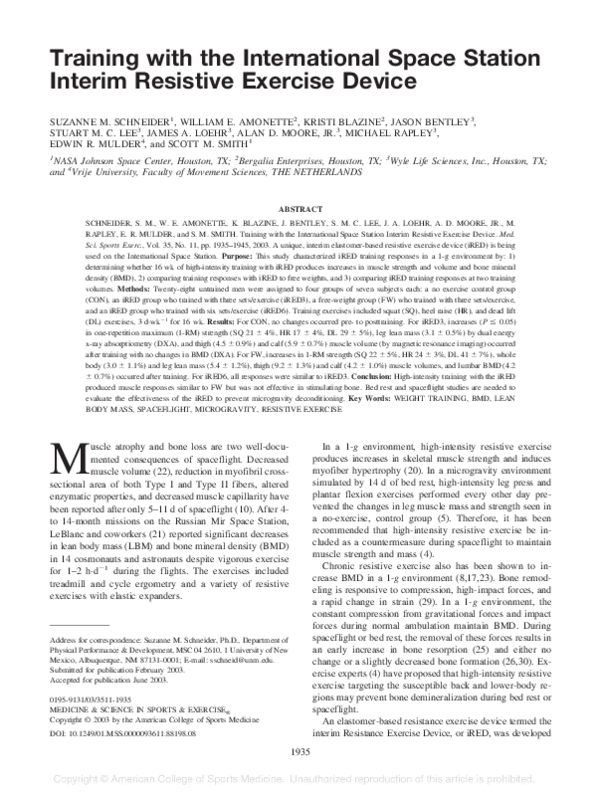 (PDF) Training with the International Space Station Interim Resistive ...