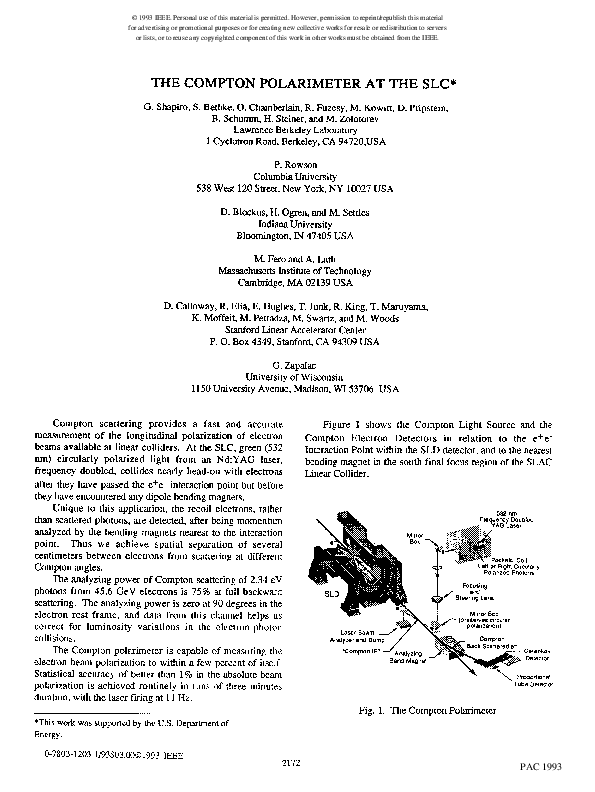 (PDF) The Compton polarimeter at the SLC