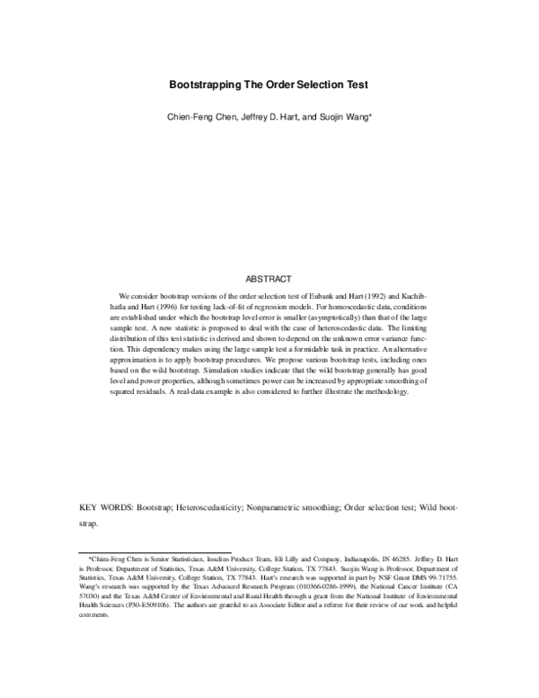 (PDF) Bootstrapping the order selection test