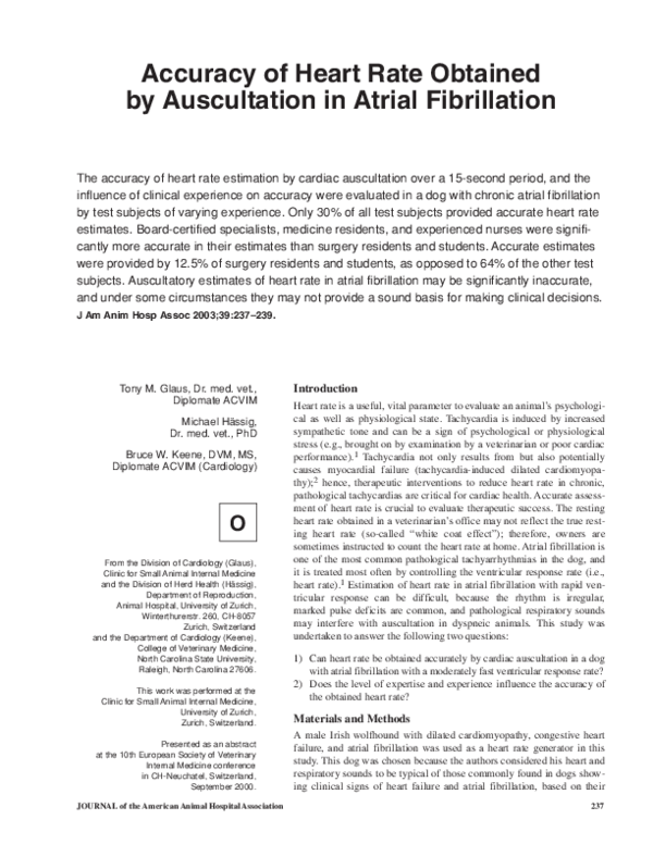 (PDF) Accuracy of Heart Rate Obtained by Auscultation in Atrial ...