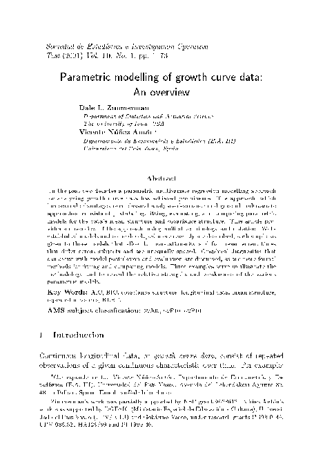 (PDF) Parametric modelling of growth curve data: An overview