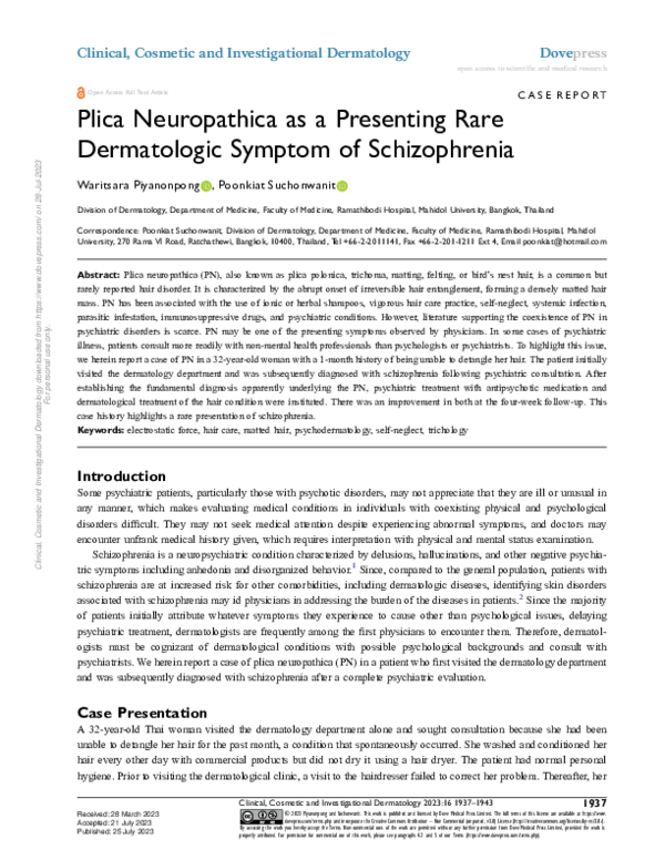 (PDF) Plica Neuropathica as a Presenting Rare Dermatologic Symptom of ...
