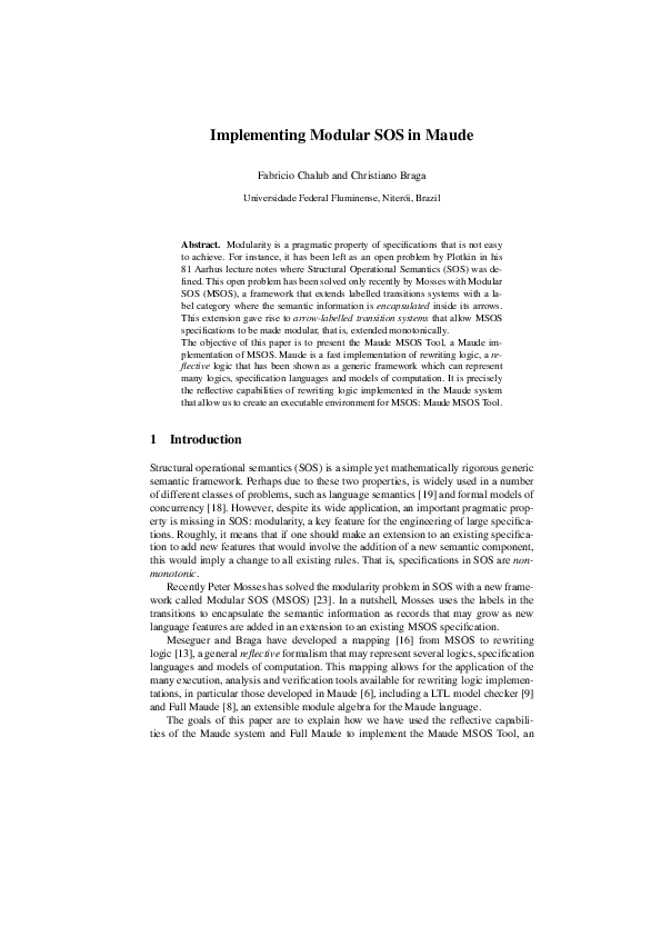 (PDF) An implementation of Modular SOS in Maude