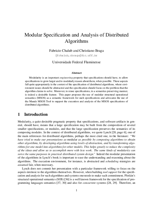 (PDF) Modular Specification and Analysis of Distributed Algorithms | Christiano Braga - Academia.edu