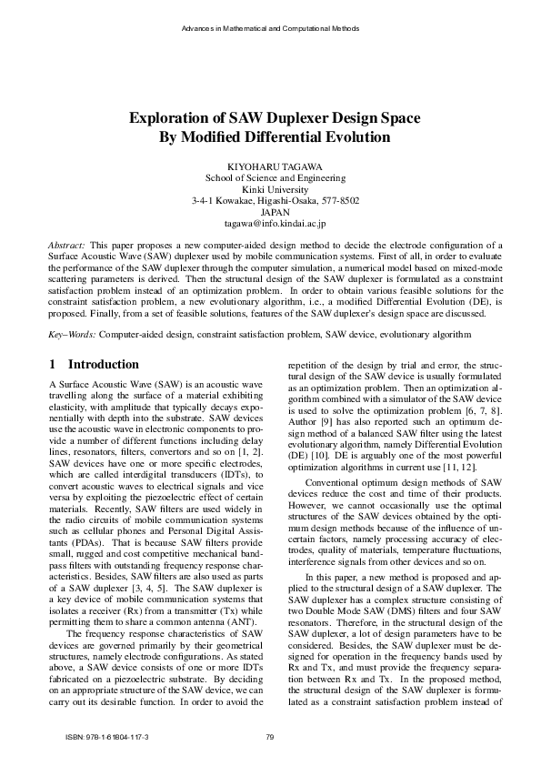 (PDF) Exploration of SAW Duplexer Design Space By Modified Differential Evolution
