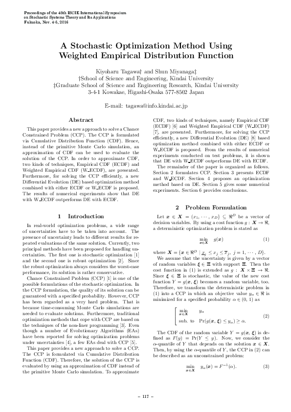 (PDF) A Stochastic Optimization Method Using Weighted Empirical Distribution Function