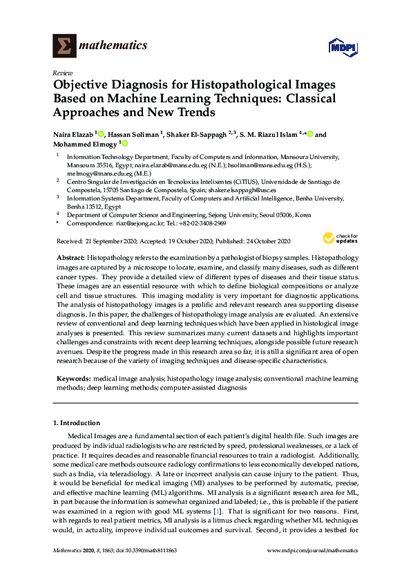 (PDF) Objective Diagnosis for Histopathological Images Based on Machine Learning Techniques ...
