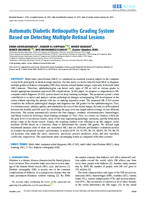 (PDF) Automatic Diabetic Retinopathy Grading System Based on Detecting ...