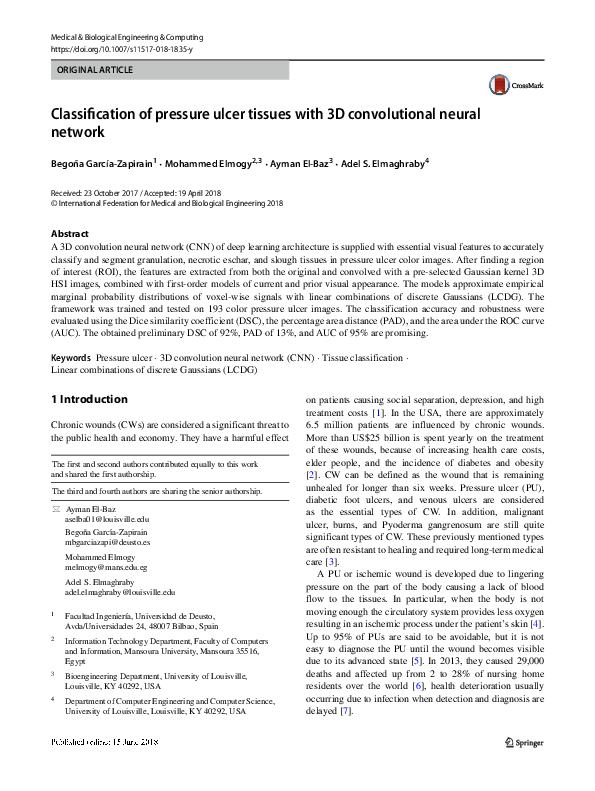 (PDF) Classification of pressure ulcer tissues with 3D convolutional ...