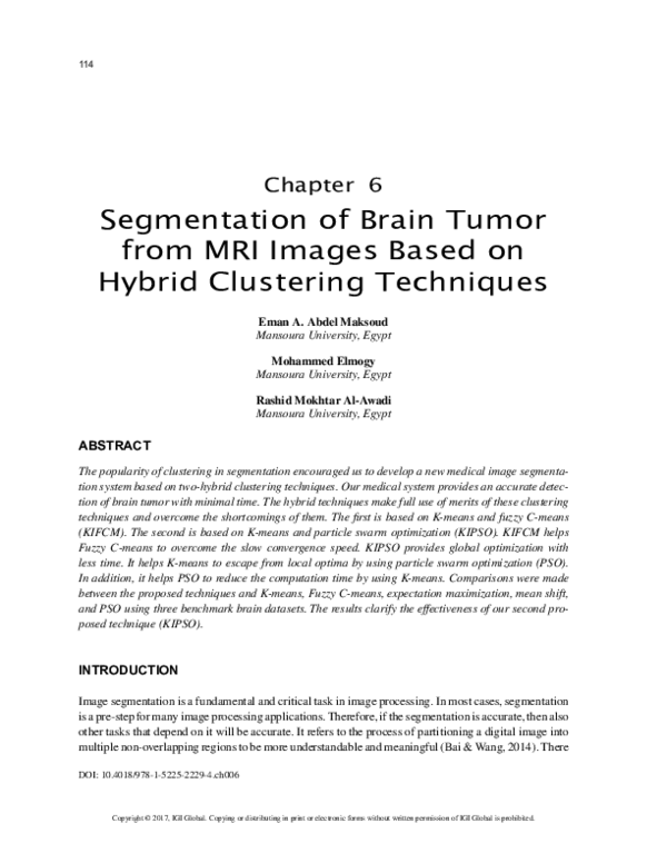 Pdf Segmentation Of Brain Tumor From Mri Images Based On Hybrid