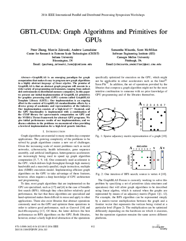 (PDF) GBTL-CUDA: Graph Algorithms and Primitives for GPUs