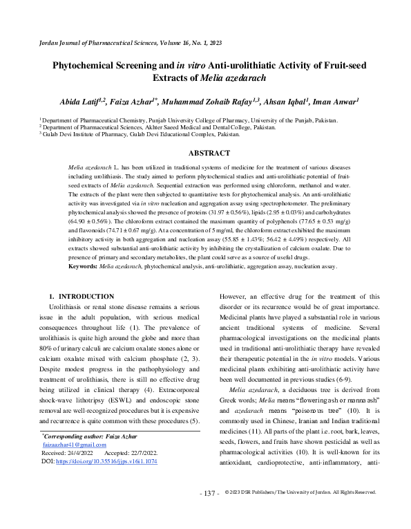 (PDF) Phytochemical Screening and in vitro Anti-urolithiatic Activity of Fruit-seed Extracts of ...