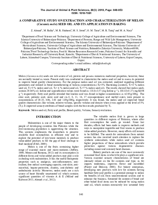 (PDF) A comparative study on extraction and characterization of melon ...