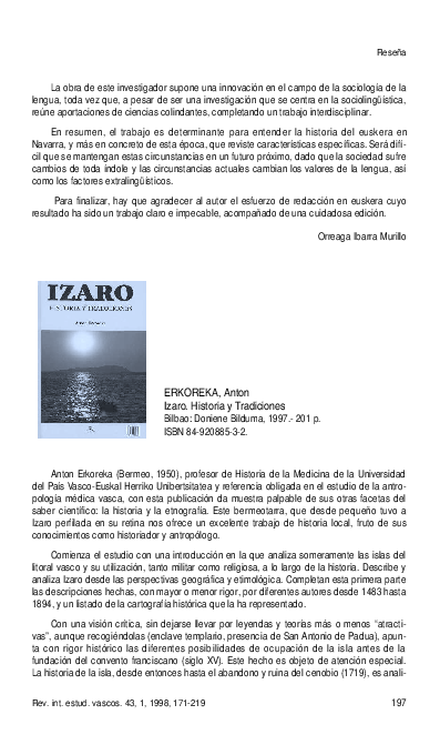 (PDF) Izaro. Historia y Tradiciones